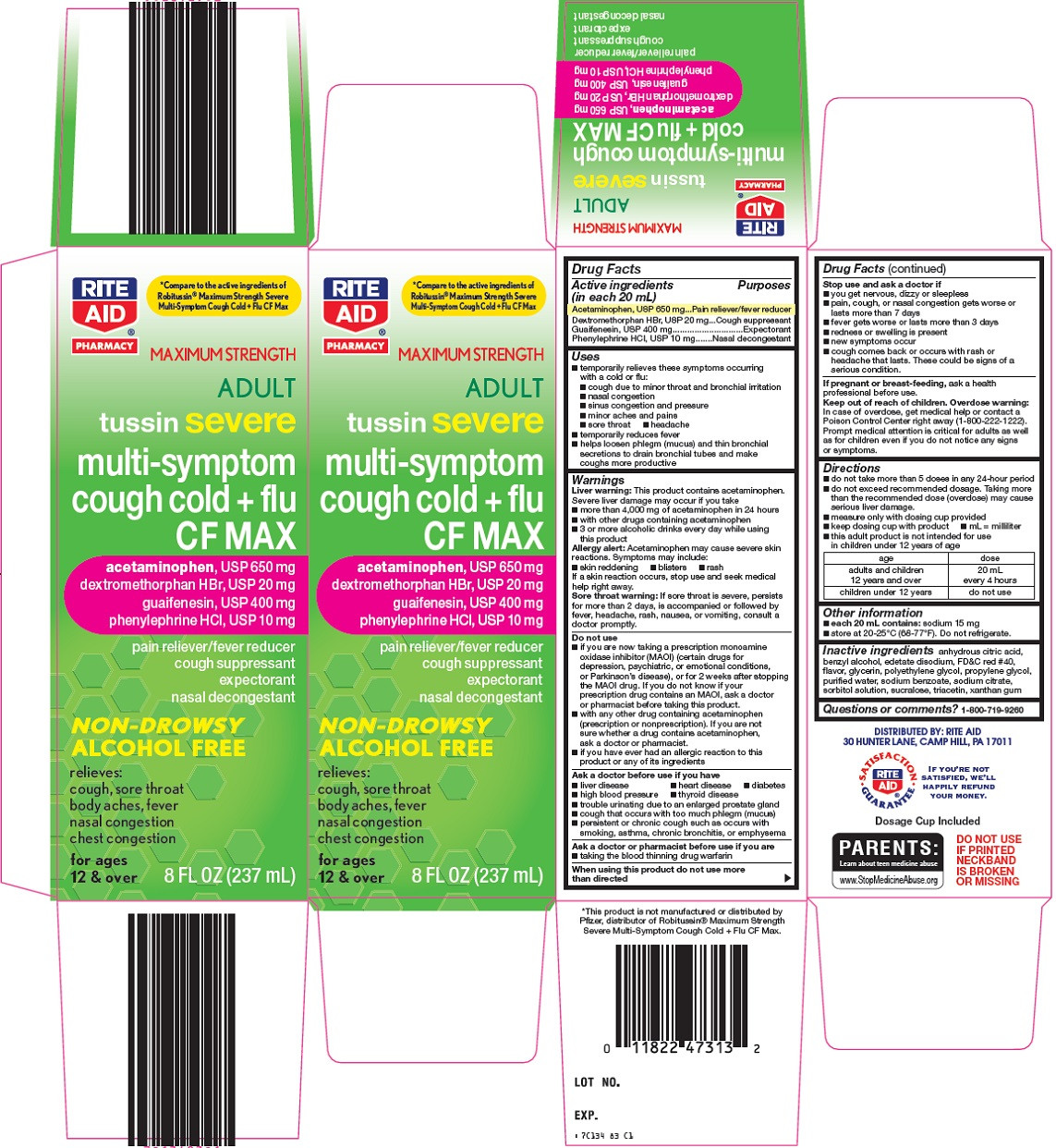 Tussin Severe Multi Symptom Cough Cold Plus Flu Cf Max (Acetaminophen ...